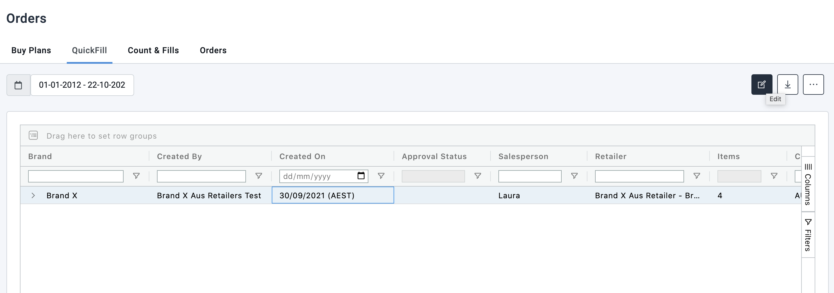View a QuickFill Buy Plan